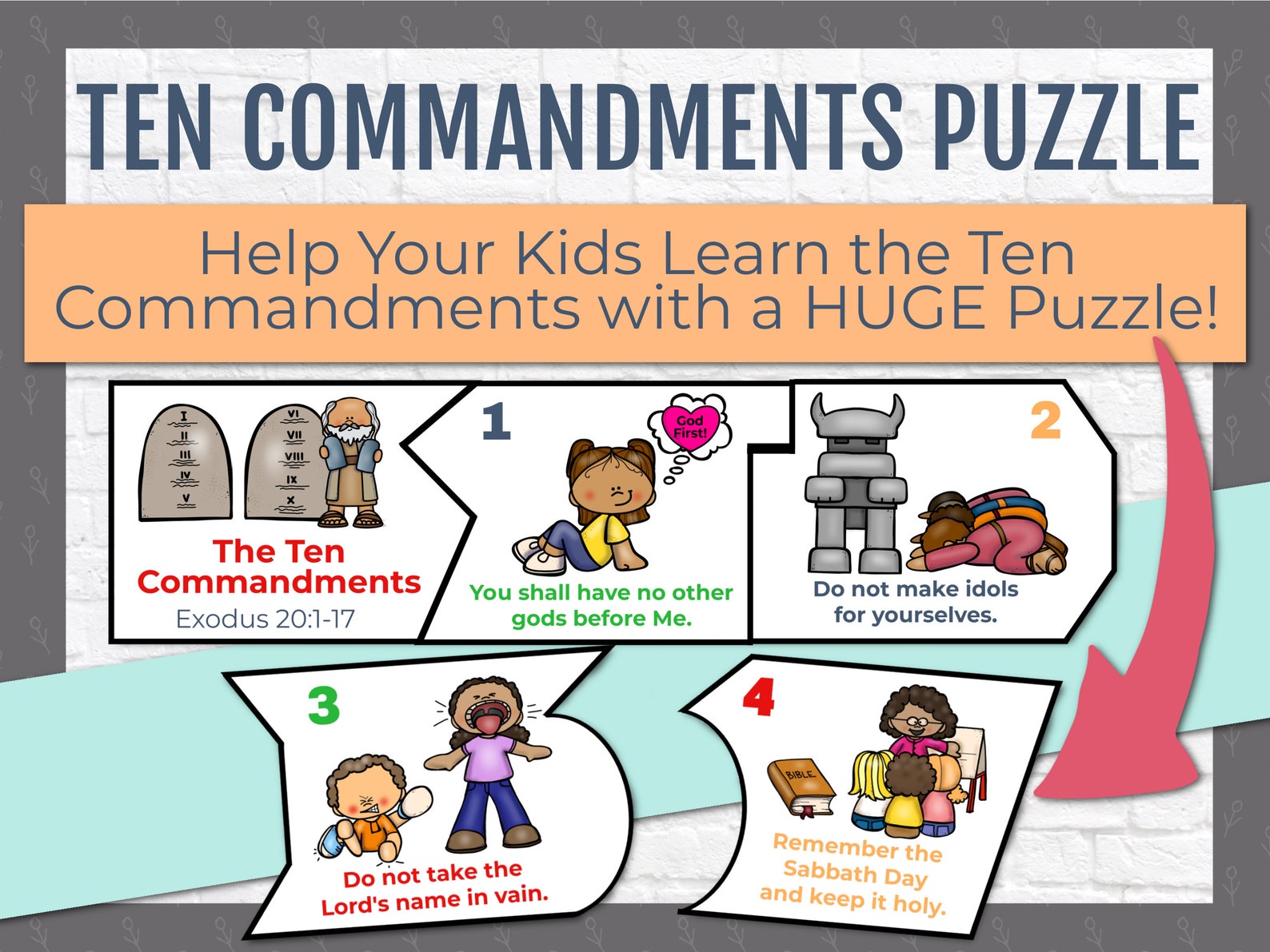 10 Commandments Bible Activity, Bible Puzzle, 10 Commandments Game for ...