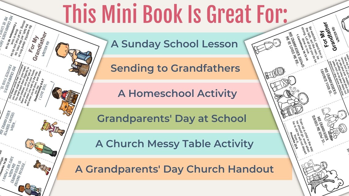 Grandfather Mini Book Craft With Bible Verses, Grandparents Day ...