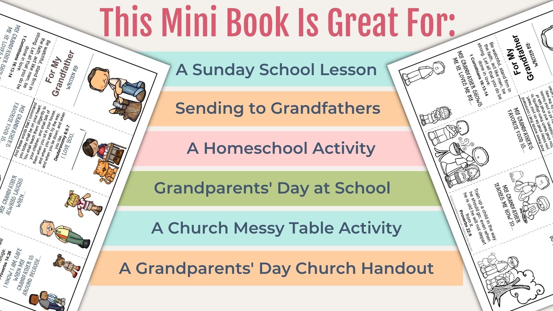 Grandfather Mini Book Craft With Bible Verses, Grandparents Day ...