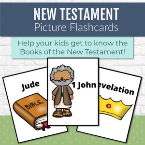 New Testament Books of the Bible Kids Flash Cards, Bible Verse Learning ...