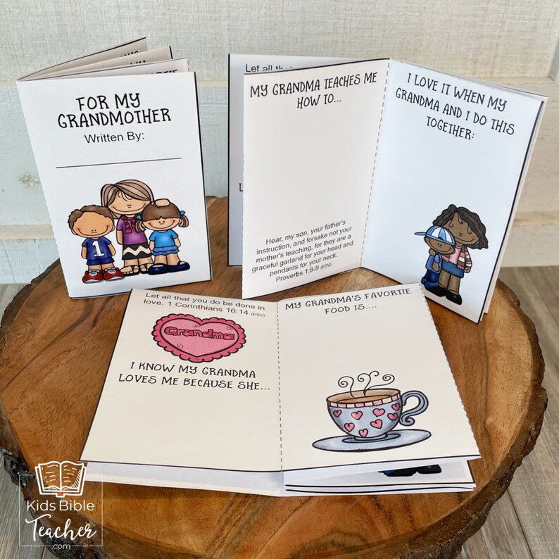 Grandmother's Mini Book Craft With Bible Verses, Grandma Gift for ...