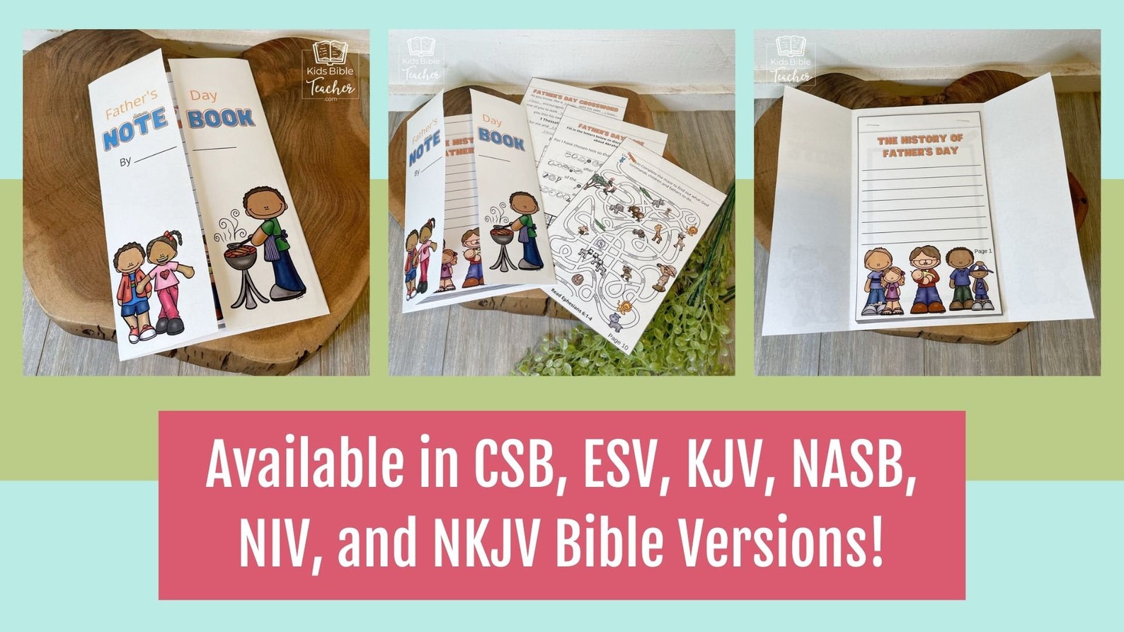 Father's Day Printable Activity Notebook for Kids, Sunday School Bible ...