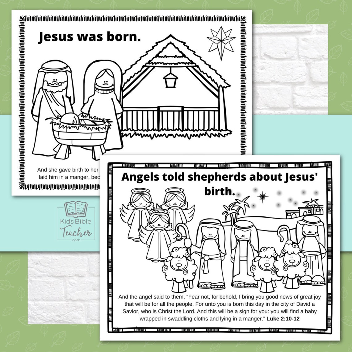 Jesus' Birth Activity Pages, Bible Preschool Sunday School Christmas ...