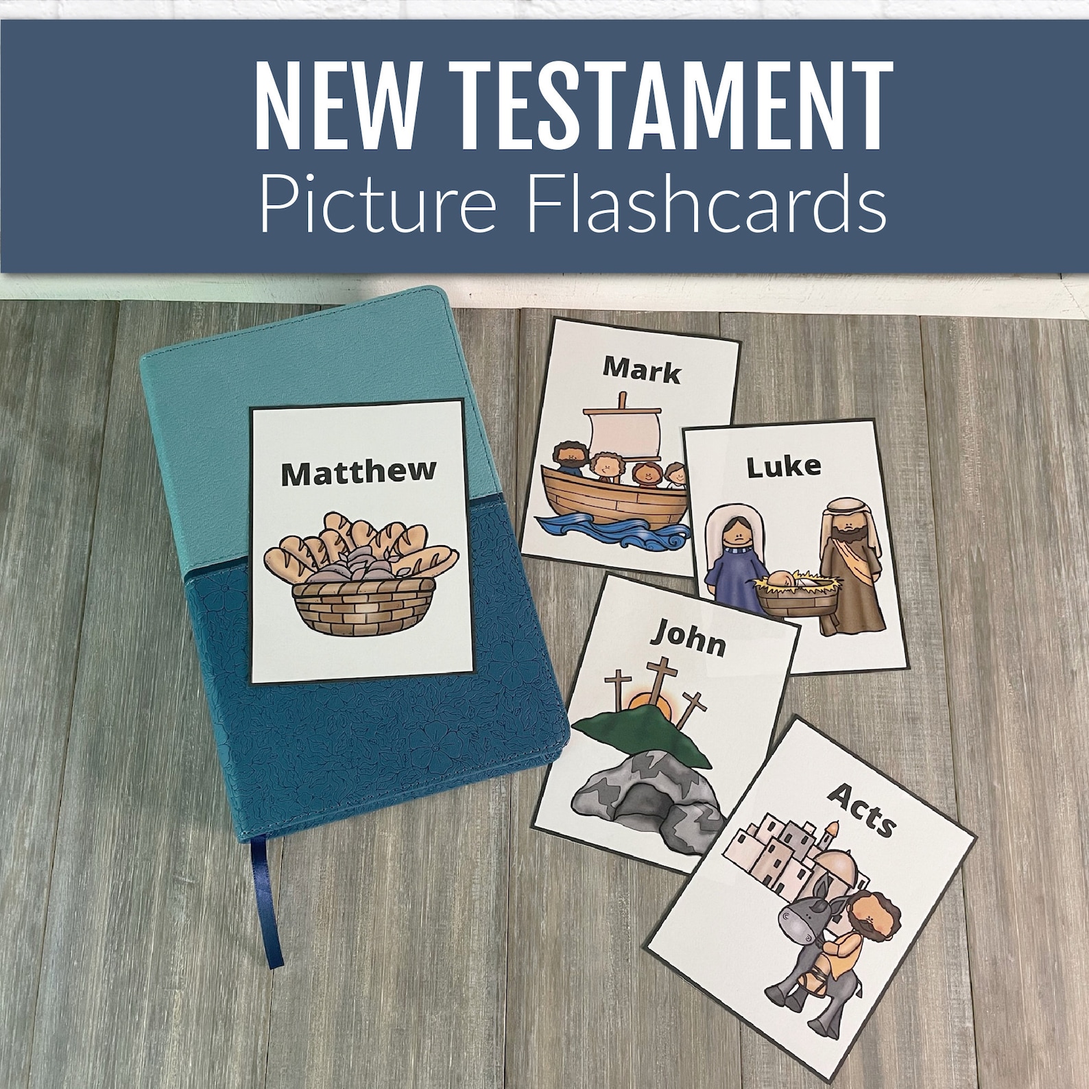 New Testament Books of the Bible Kids Flash Cards, Bible Verse Learning ...