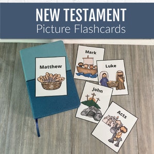 New Testament Books of the Bible Kids Flash Cards, Bible Verse Learning ...