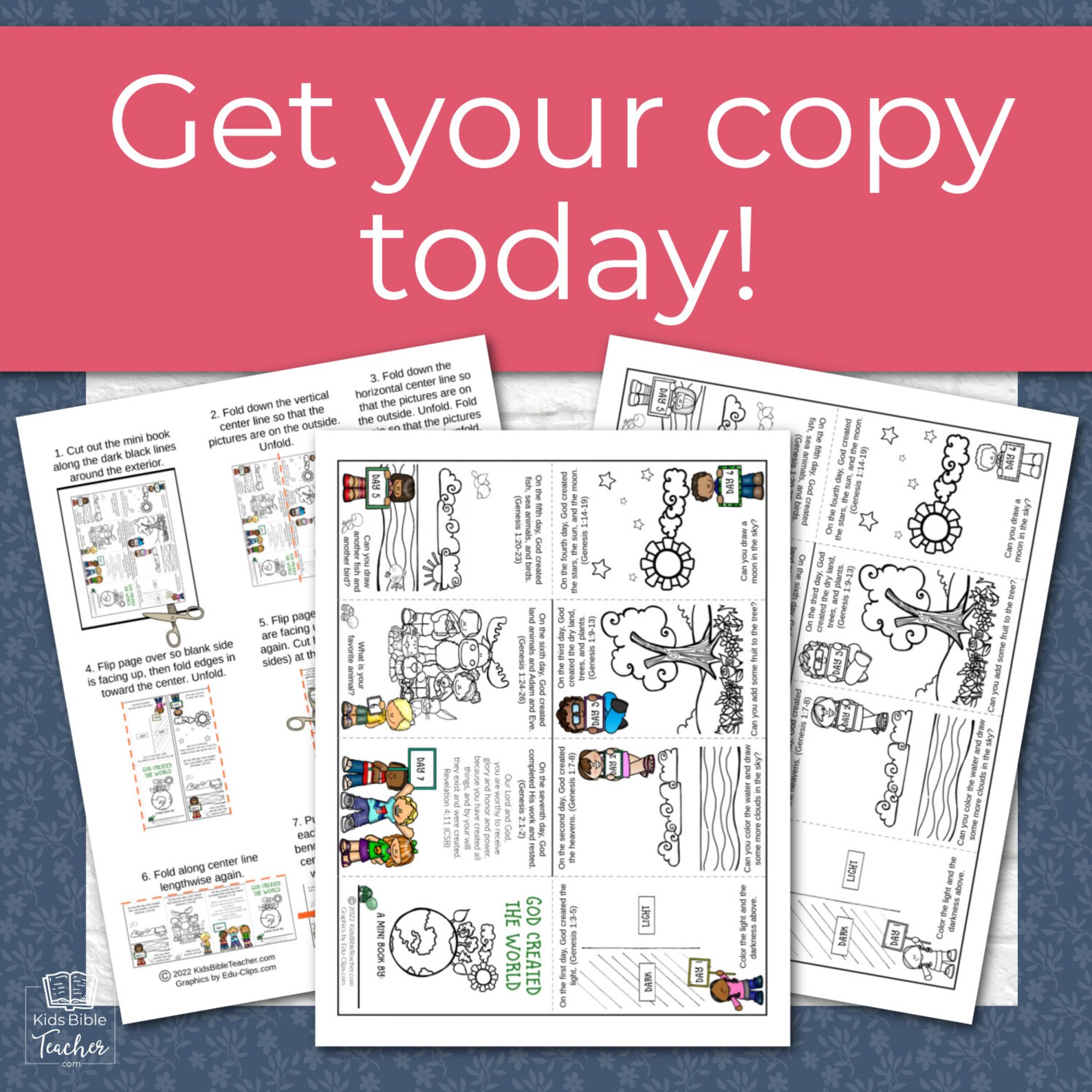 Creation Bible Story Mini Book Craft for Kids Featuring Genesis 1 ...