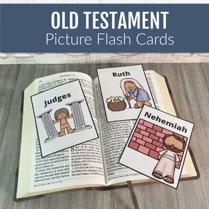 Old Testament Books of the Bible Kids Flash Cards, Bible Verse Learning ...