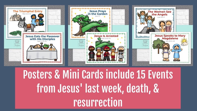 Jesus' Death and Resurrection Teaching Posters and Mini Cards for Kids ...