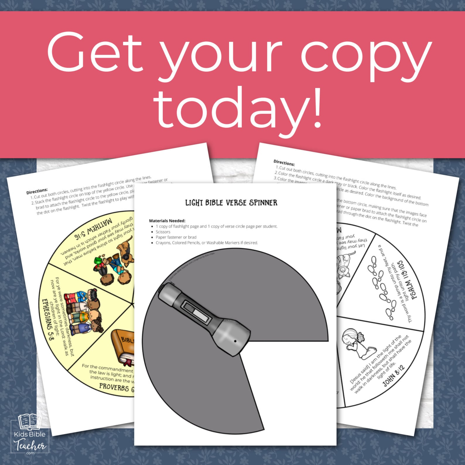 Bible is My Light Spinner Craft for Kids With Bible Verses About Light ...