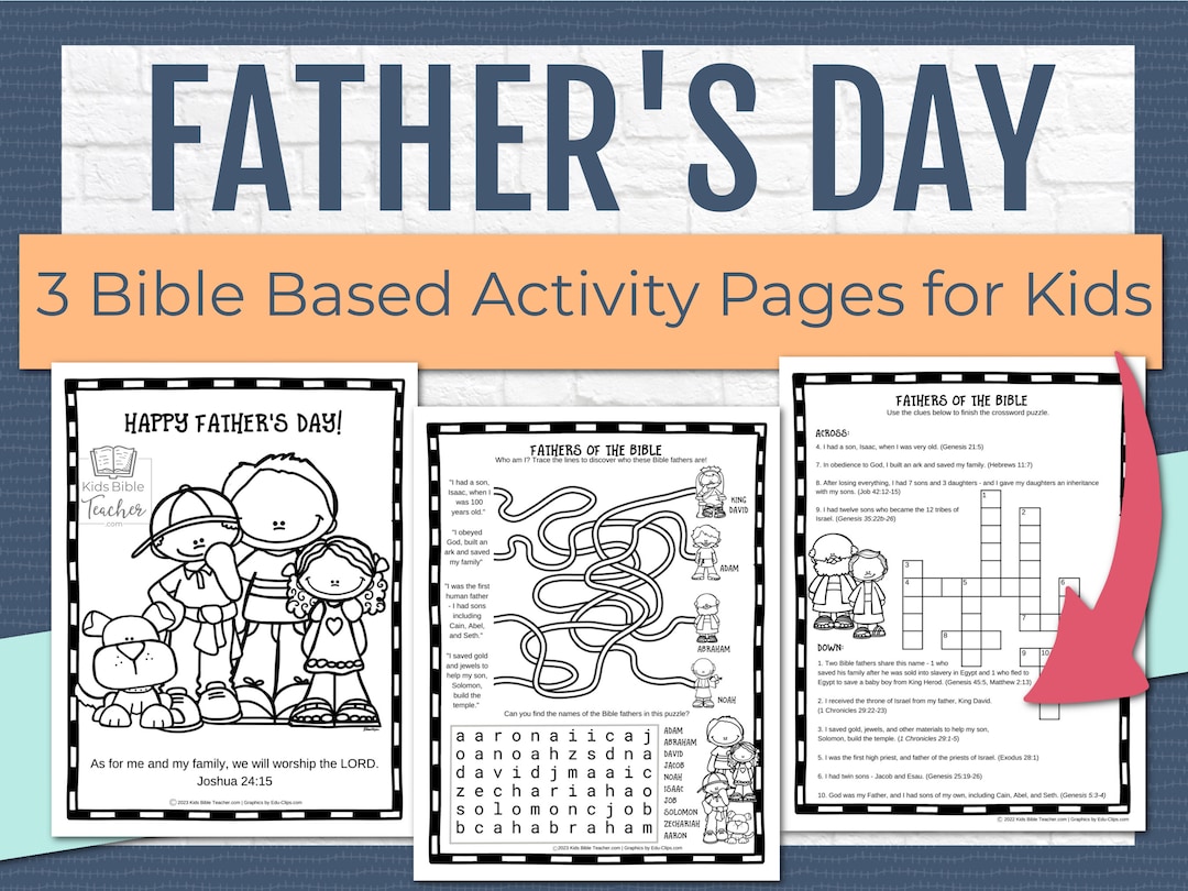Father's Day Activity Pages, Church Father's Day Notebook, Bible Verses ...