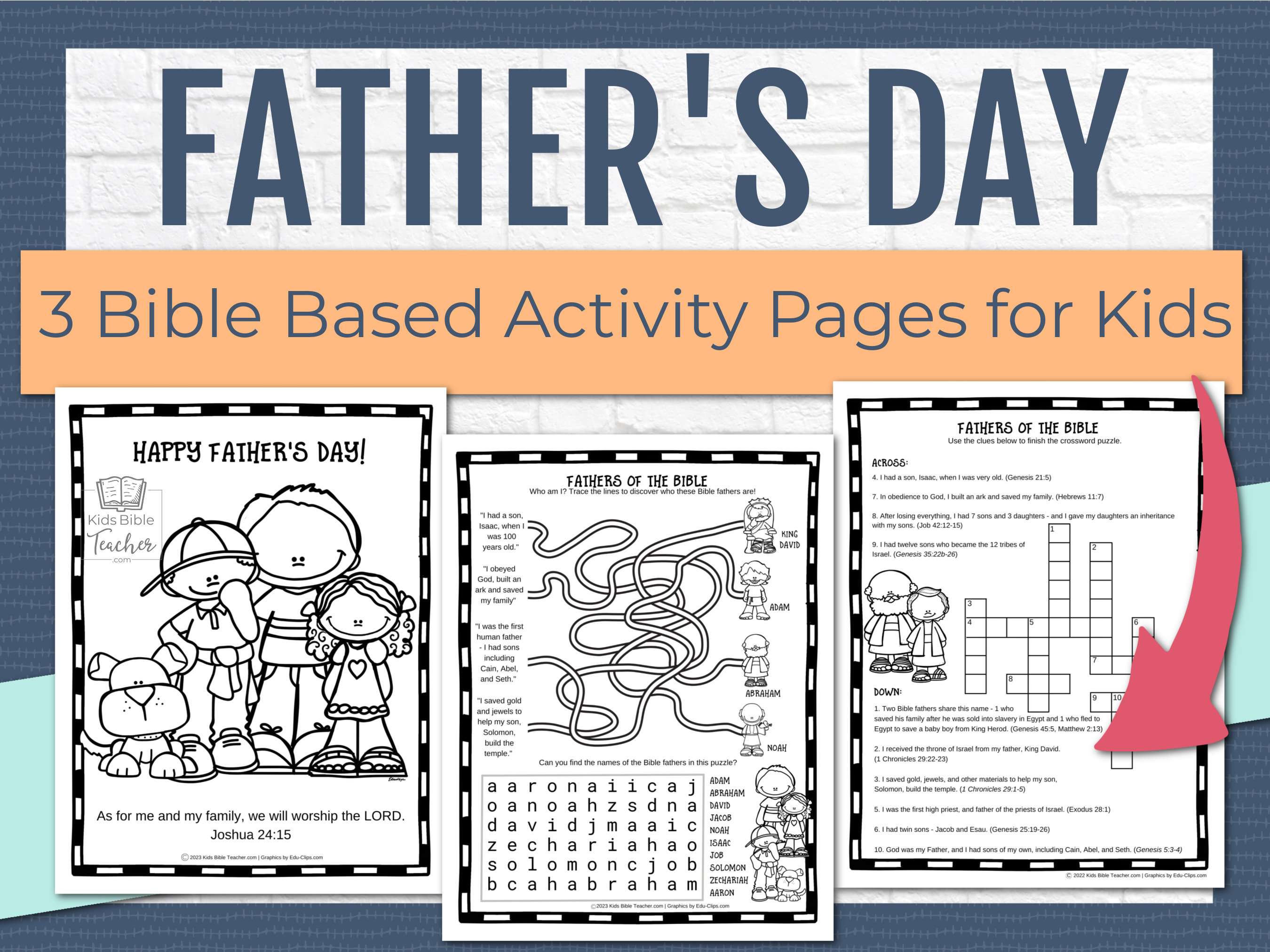 Father's Day Activity Pages, Church Father's Day Notebook, Bible Verses ...