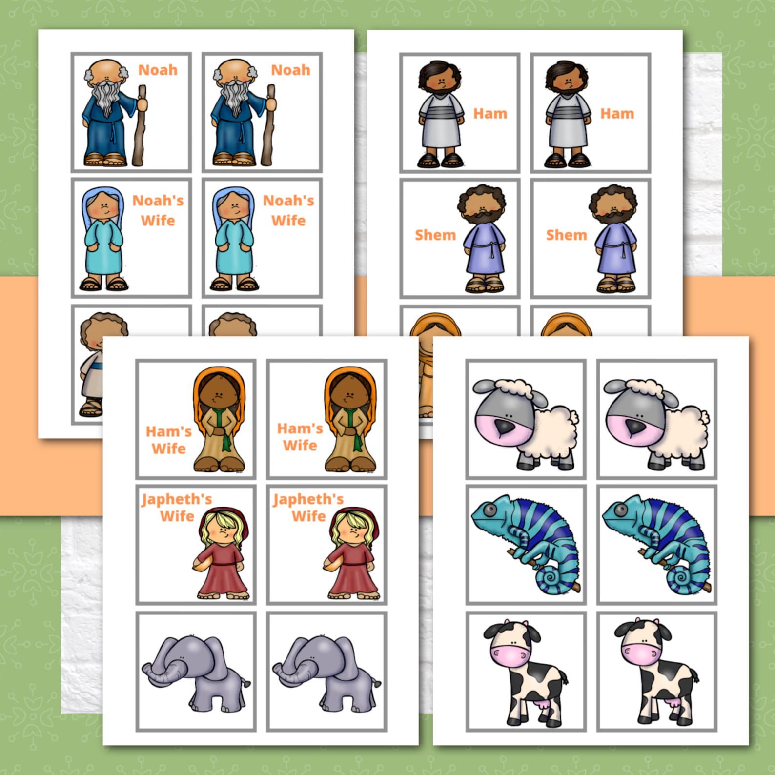 Noah's Ark Matching Game, Bible Elementary Sunday School Activity ...