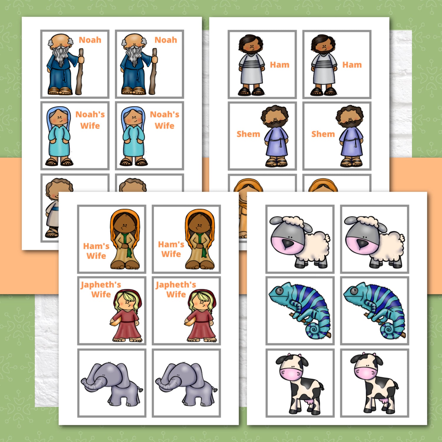 Noah's Ark Matching Game, Bible Elementary Sunday School Activity ...