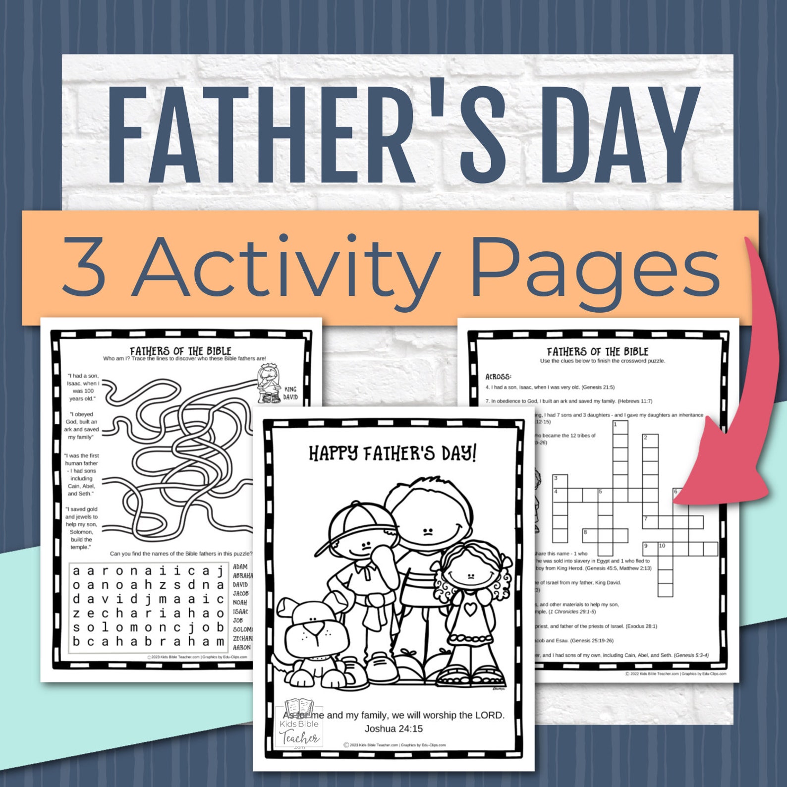 Father's Day Activity Pages, Church Father's Day Notebook, Bible Verses ...
