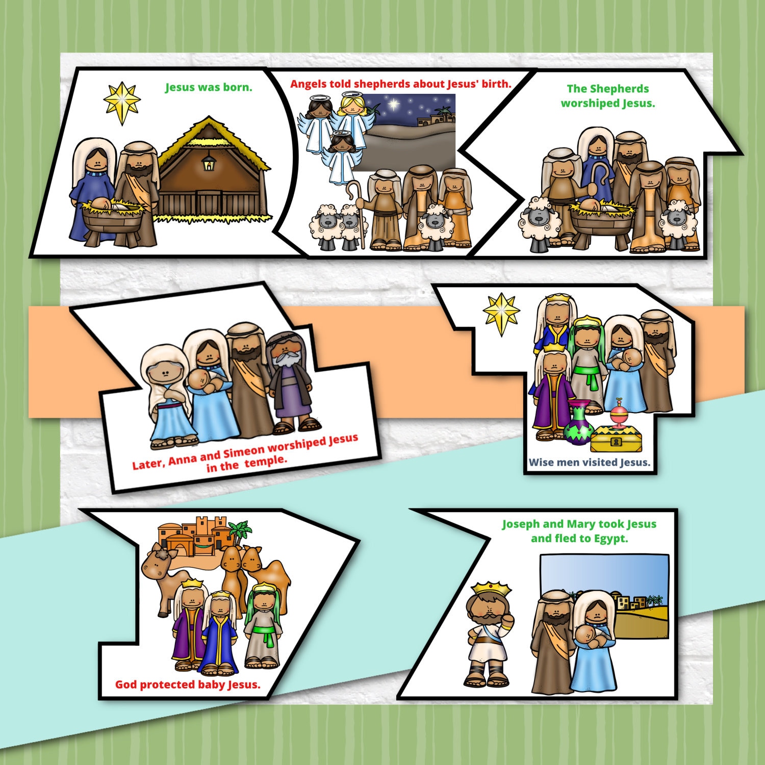 Jesus&#039; Birth Books of the Bible Puzzle, Bible Game for Kids Floor ...
