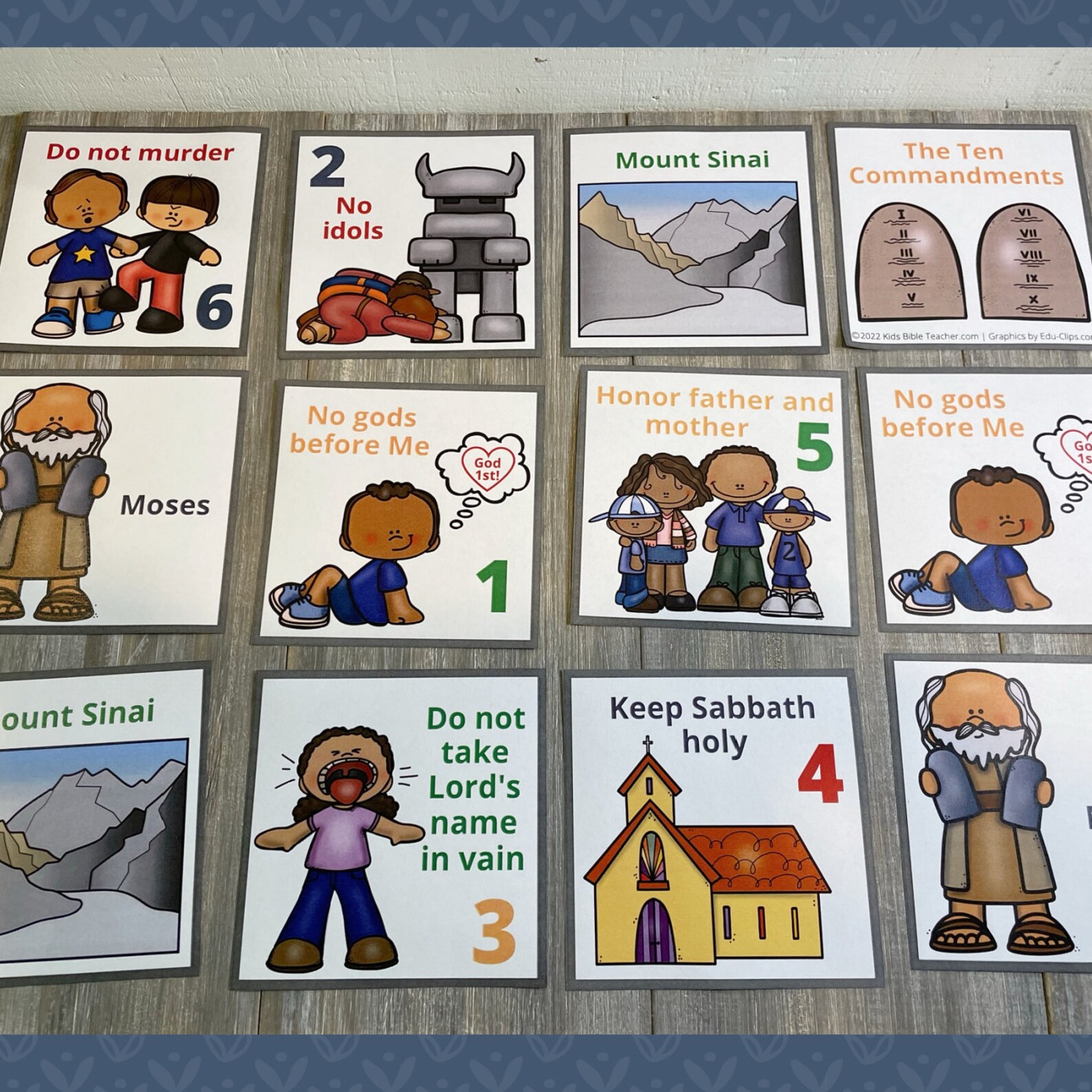 Ten Commandments Matching Game, Bible Elementary Sunday School Activity ...