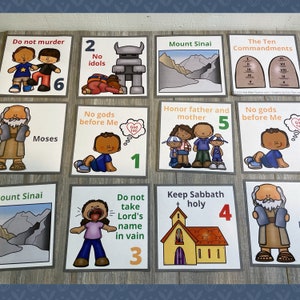 Ten Commandments Matching Game, Bible Elementary Sunday School Activity ...