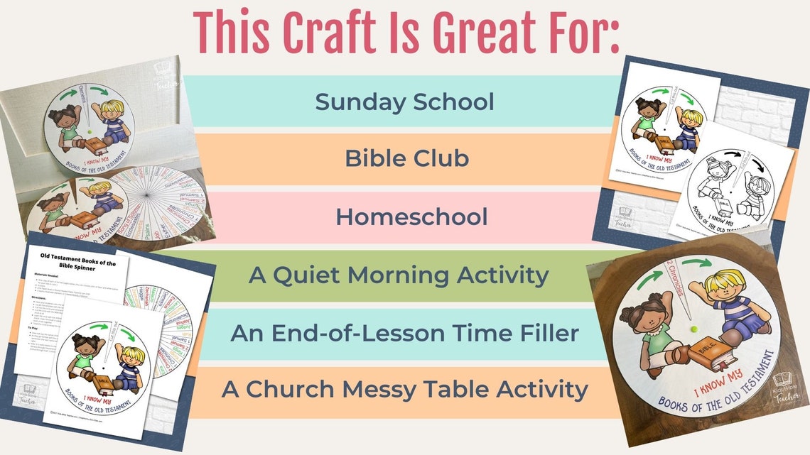 Old Testament Books of the Bible Spinner Craft Bible Study Games Trivia ...