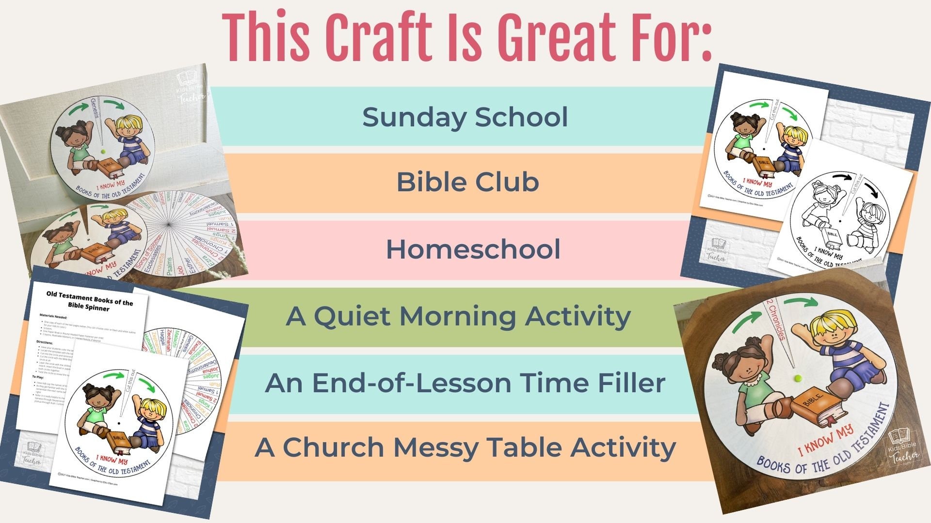 Old Testament Books of the Bible Spinner Craft Bible Study Games Trivia ...