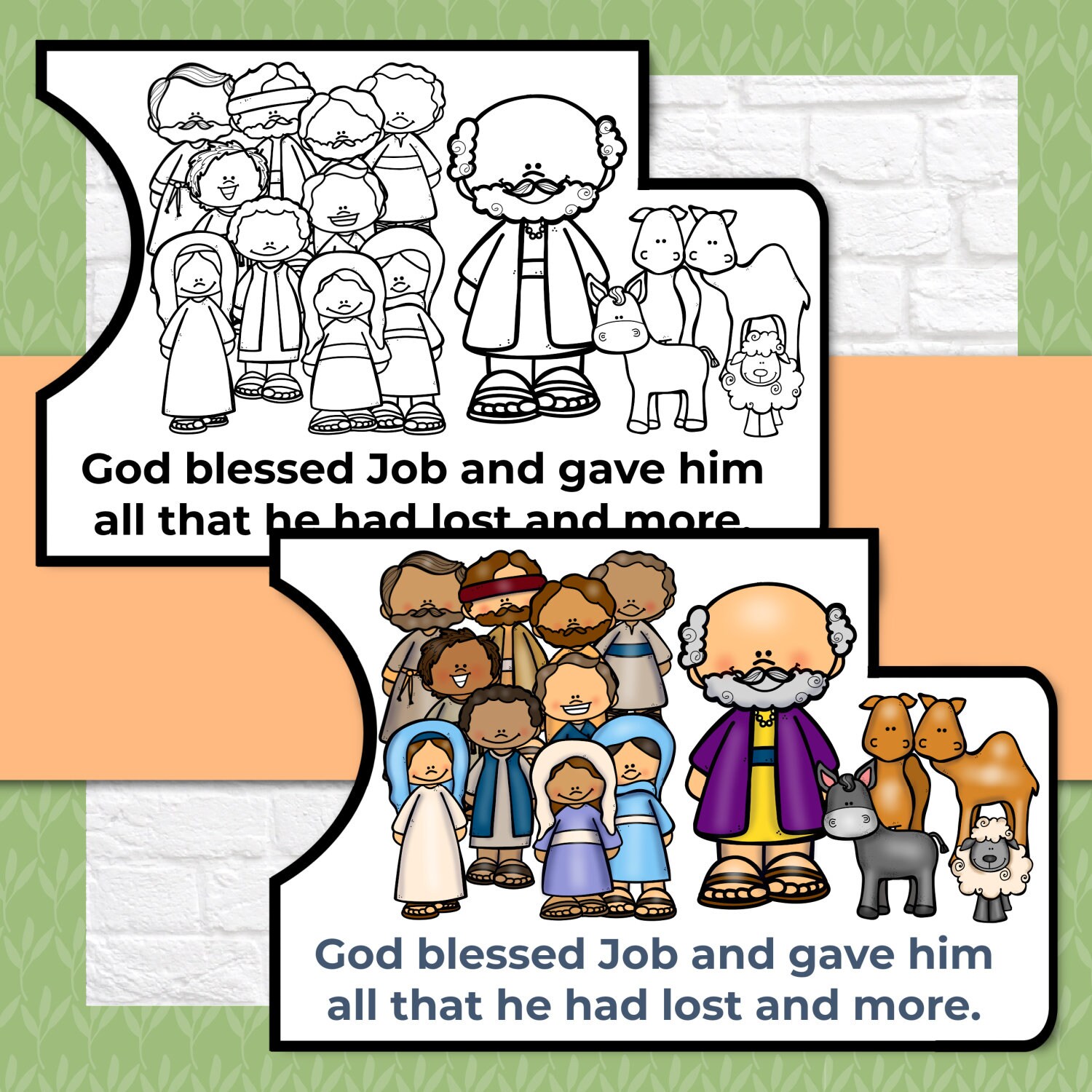 Story of Job Bible Puzzle, Bible Game for Kids Floor Puzzle, Sunday ...