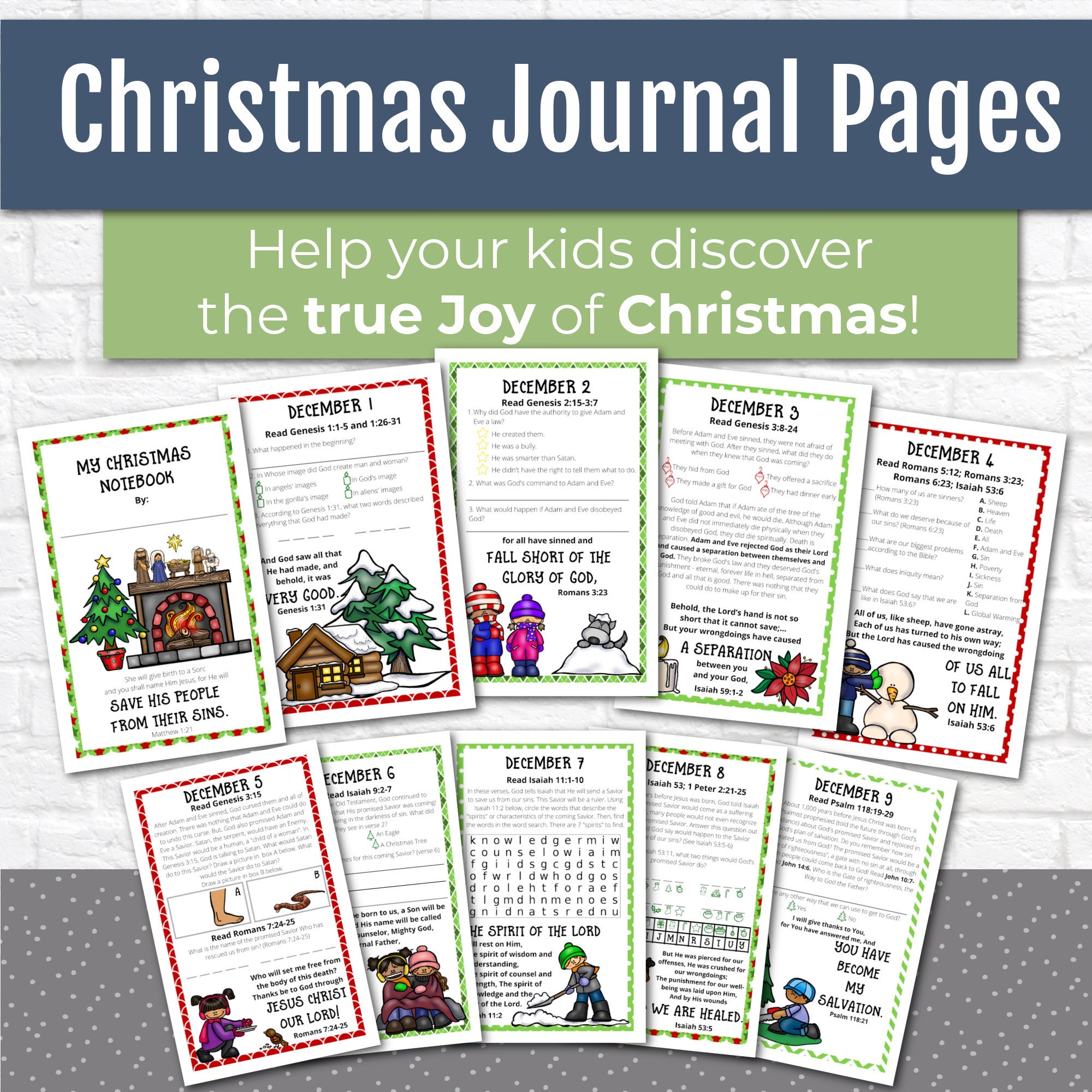 Kid's Advent Bible Study Printable, Children's Christmas Bible Verse ...