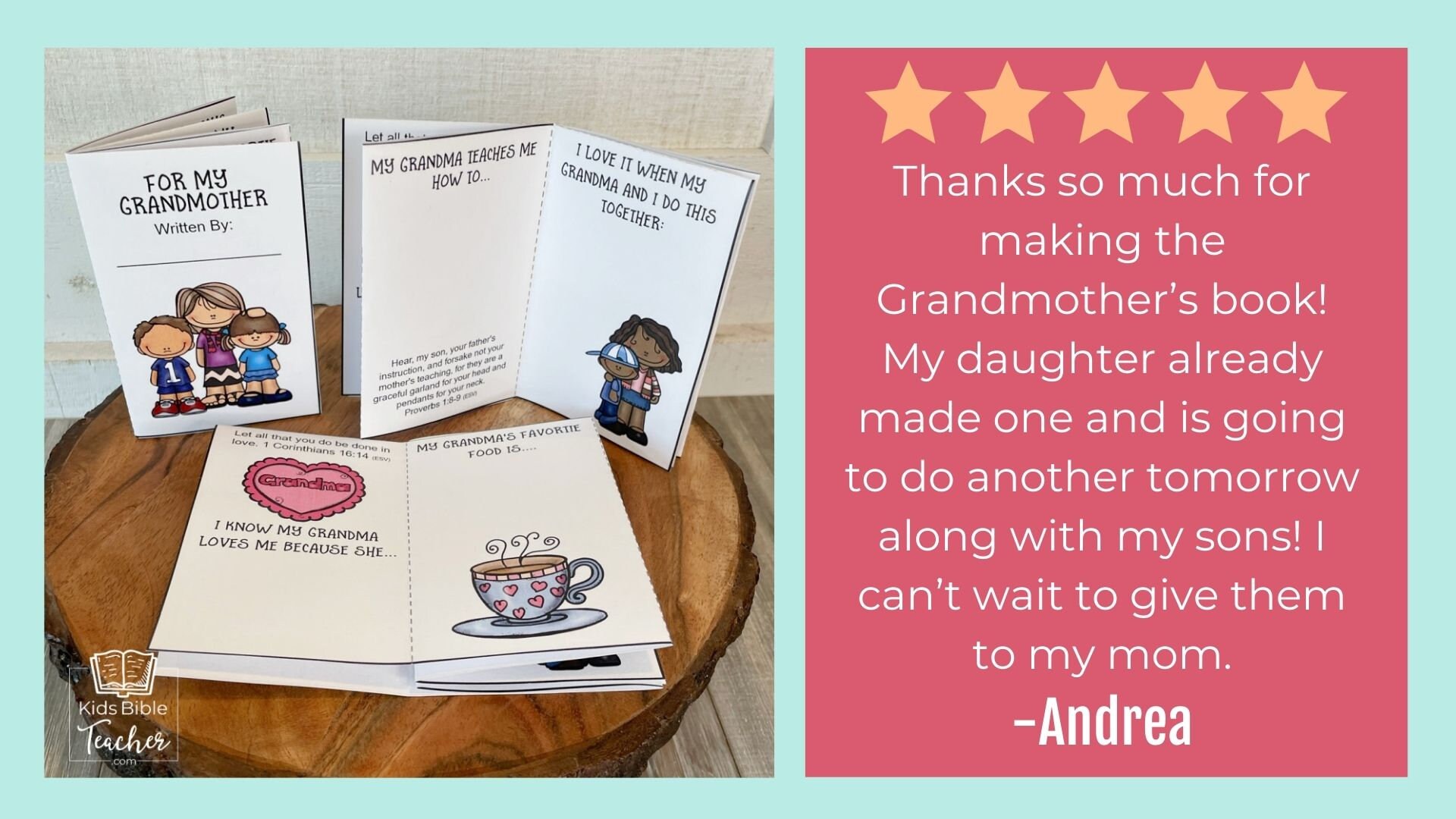 Grandmother's Mini Book Craft With Bible Verses, Grandma Gift for ...