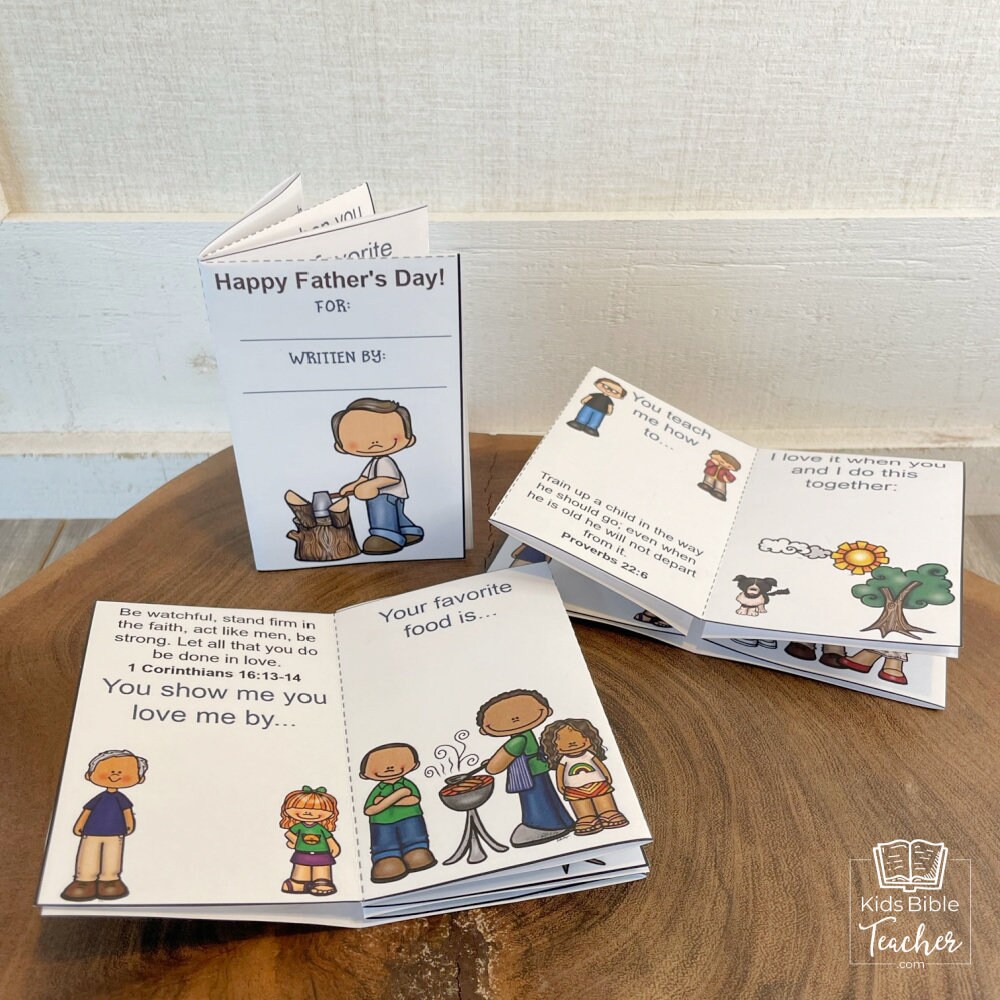 The Father's Day Mini Book Craft With Bible Verses Activity for Kids to ...