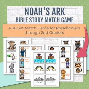 Noah's Ark Matching Game, Bible Elementary Sunday School Activity ...