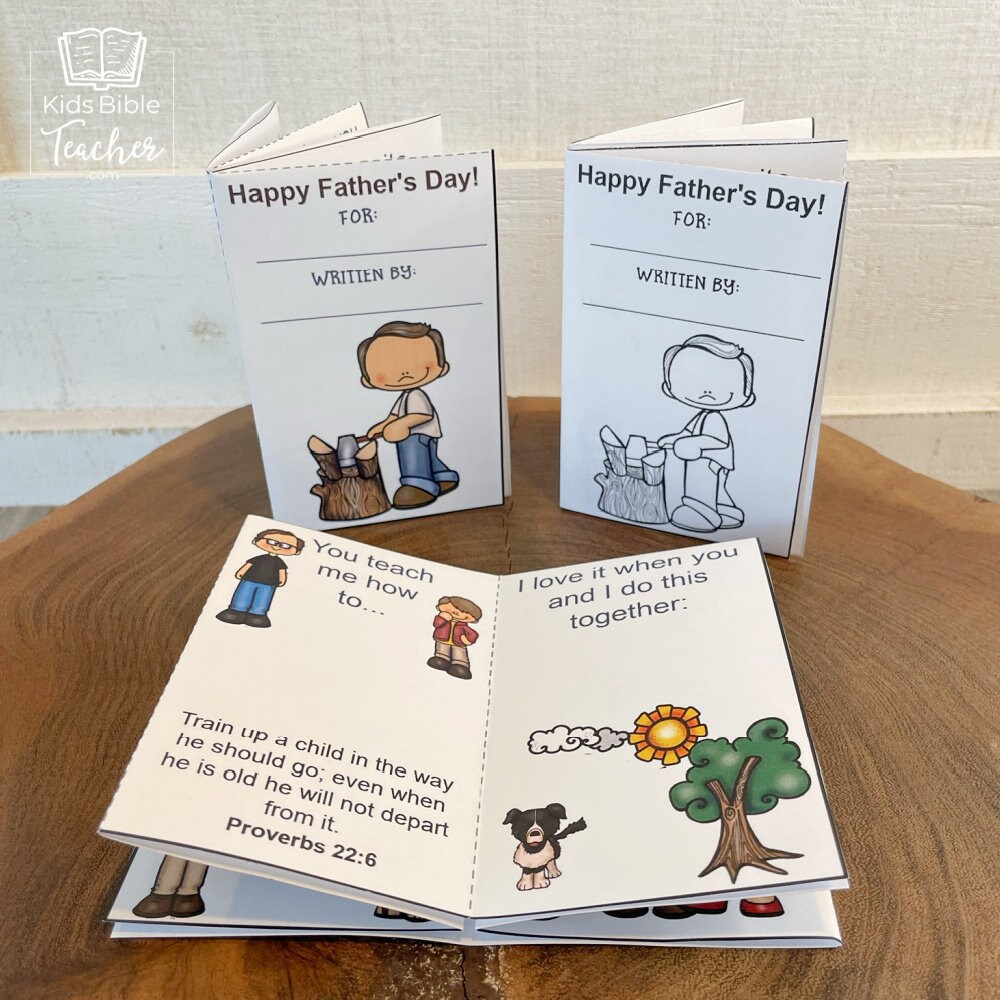 The Father's Day Mini Book Craft With Bible Verses Activity for Kids to ...