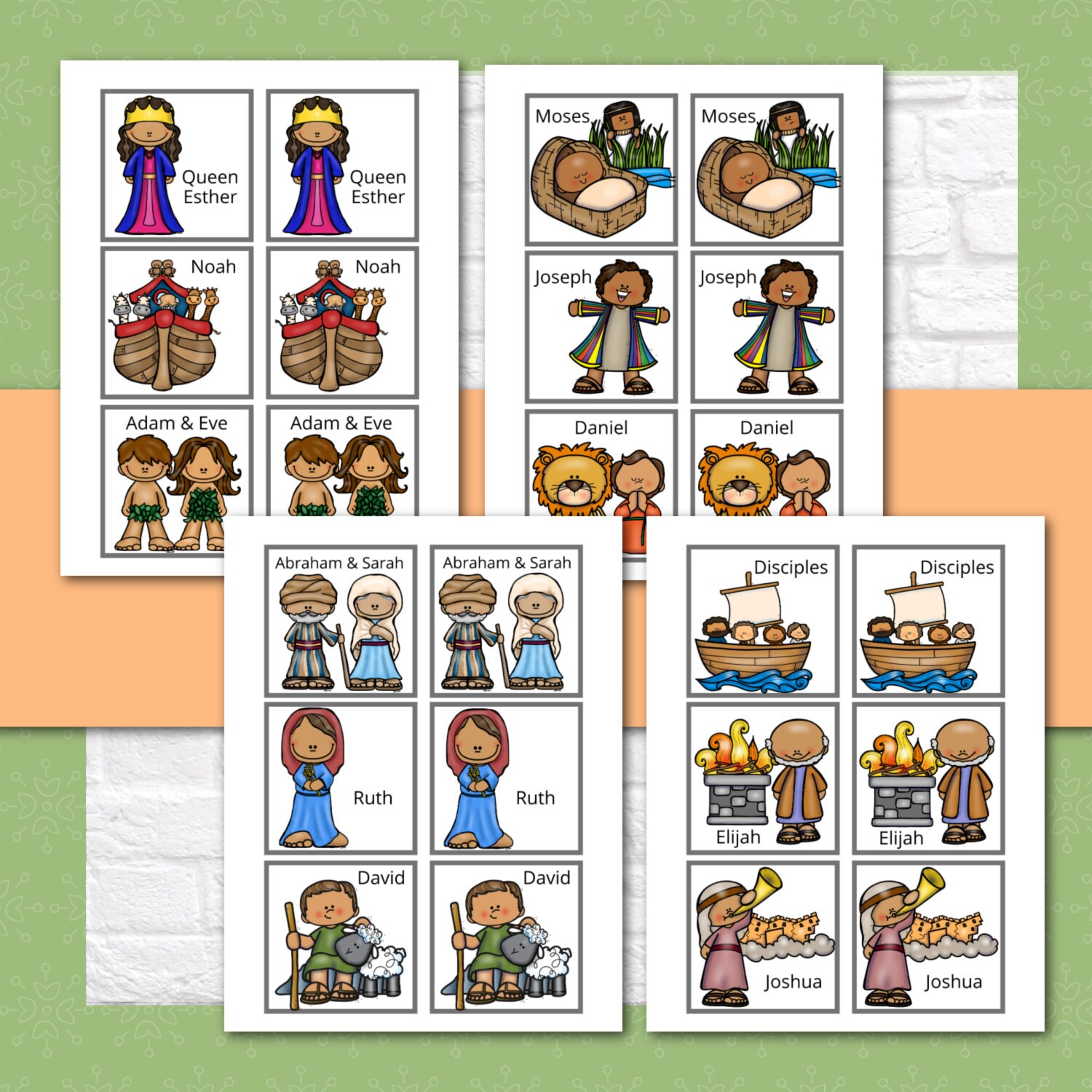 Bible Characters Matching Game, Elementary Sunday School Craft, Church ...