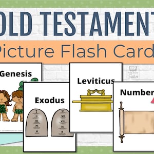 Old Testament Books of the Bible Kids Flash Cards, Bible Verse Learning ...