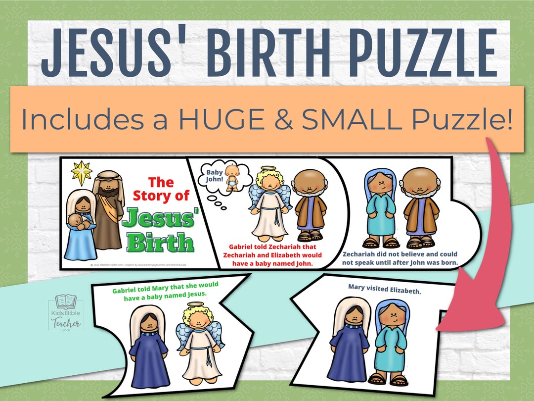 Jesus' Birth Books of the Bible Puzzle, Bible Game for Kids Floor ...