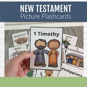 New Testament Books of the Bible Kids Flash Cards, Bible Verse Learning ...