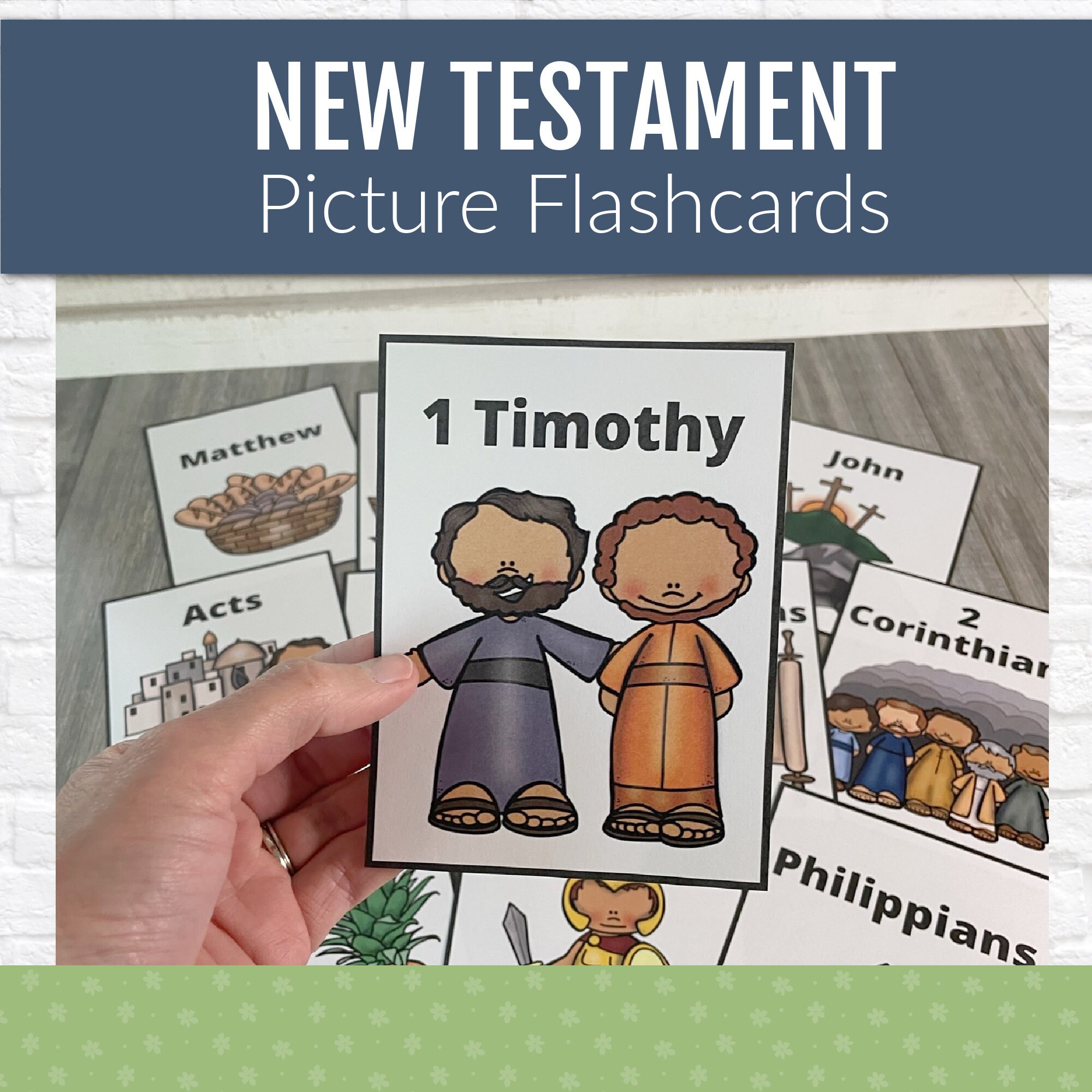 New Testament Books of the Bible Kids Flash Cards, Bible Verse Learning ...