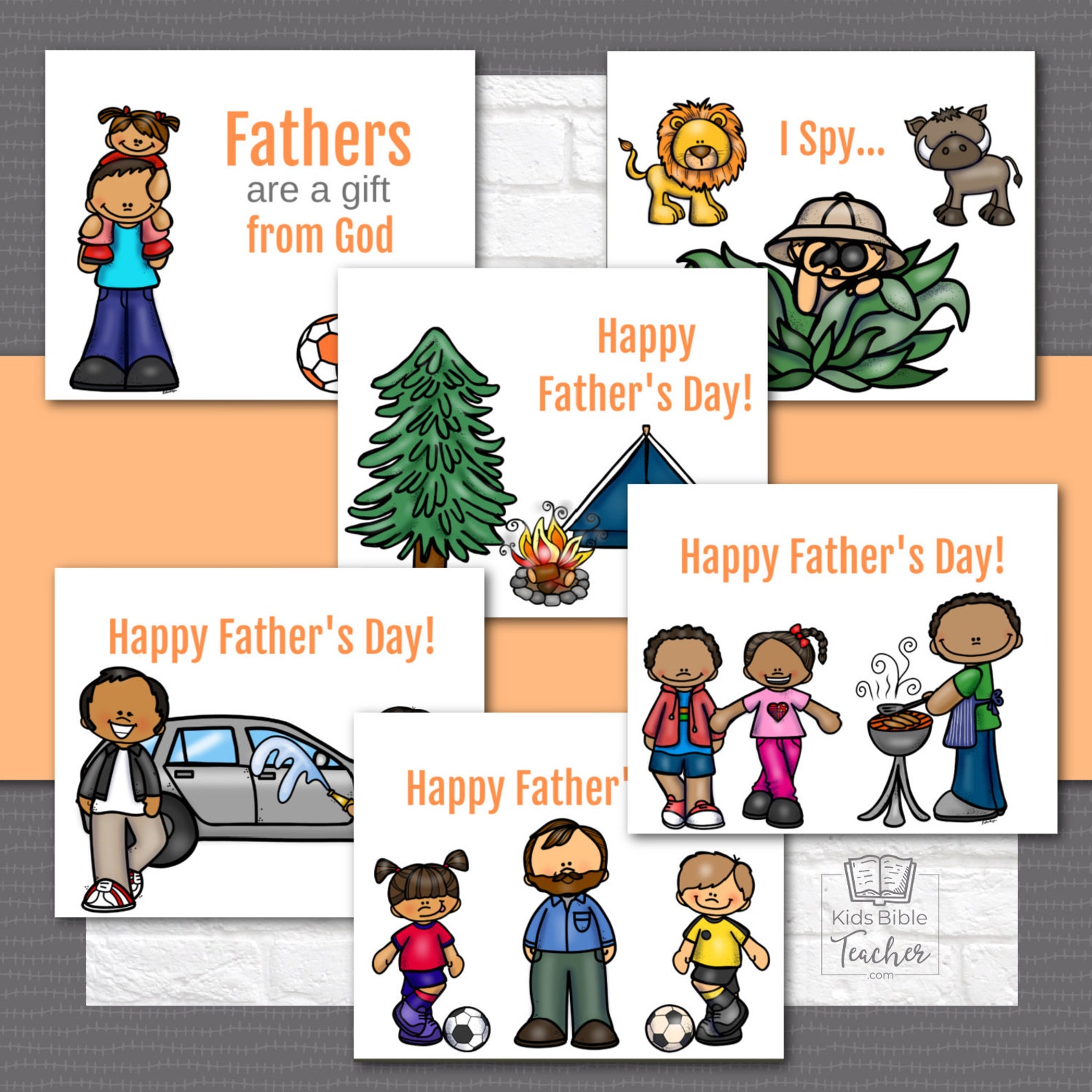 Father's Day Cards for Kids, Printable Father's Day Gift for Children ...