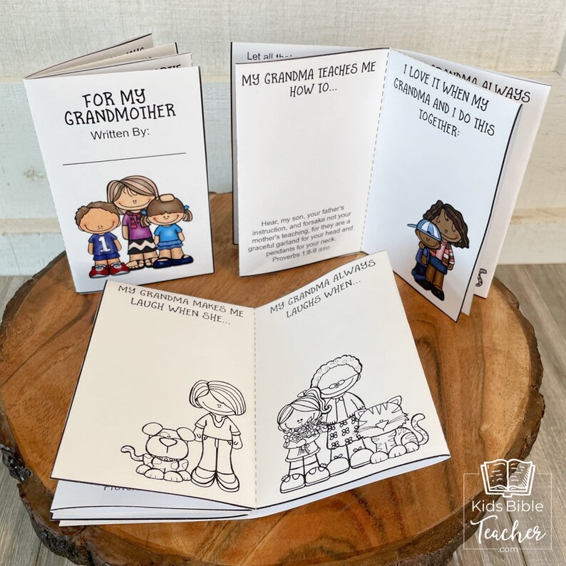 Grandmother's Mini Book Craft With Bible Verses, Grandma Gift for ...