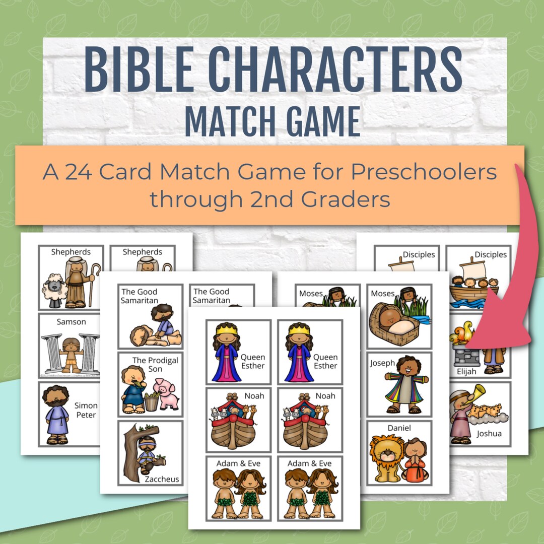 Bible Characters Matching Game, Elementary Sunday School Craft, Church ...