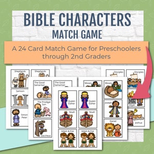 Bible Characters Matching Game, Elementary Sunday School Craft, Church ...