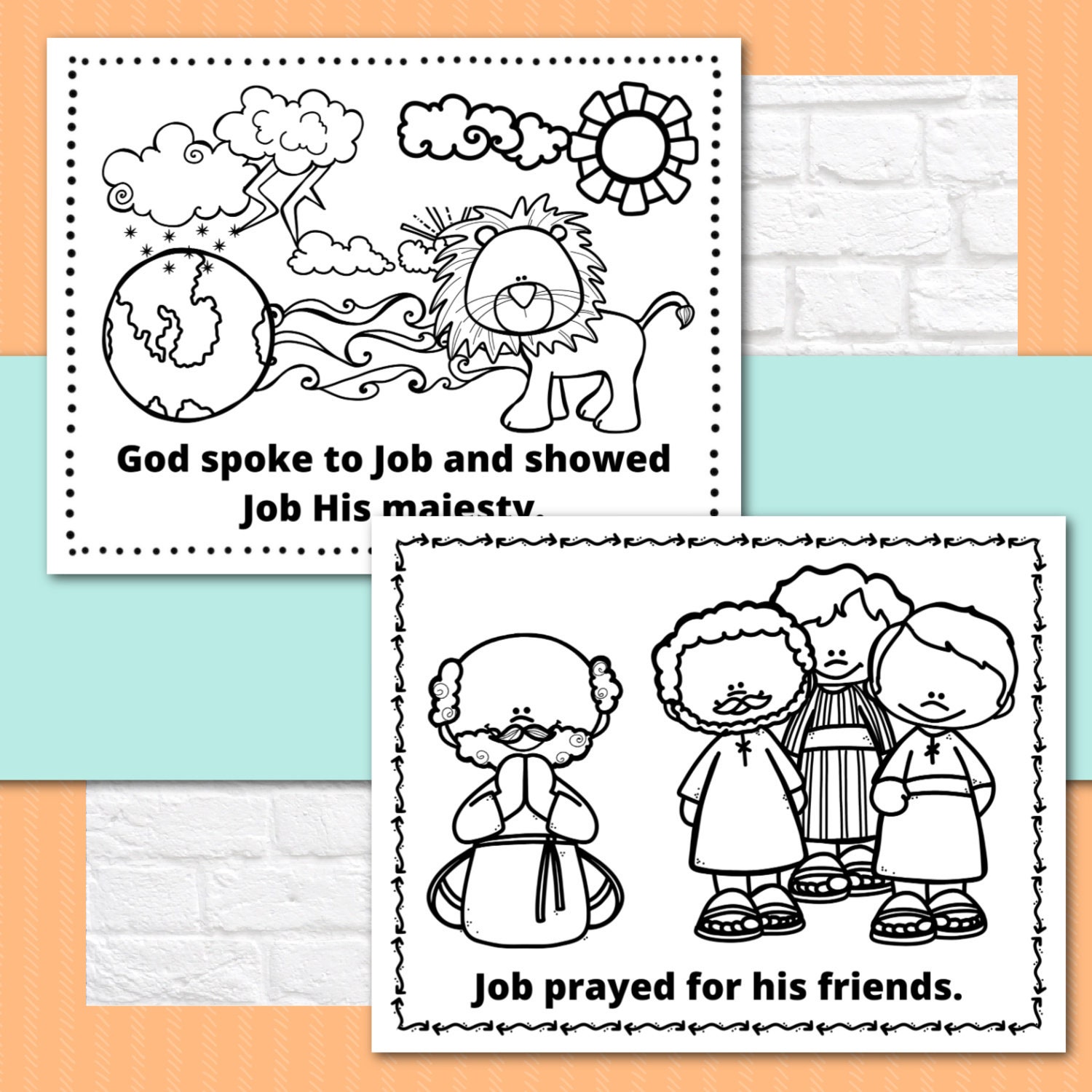 Story of Job Activity Pages Bible Preschool Sunday School Activity ...