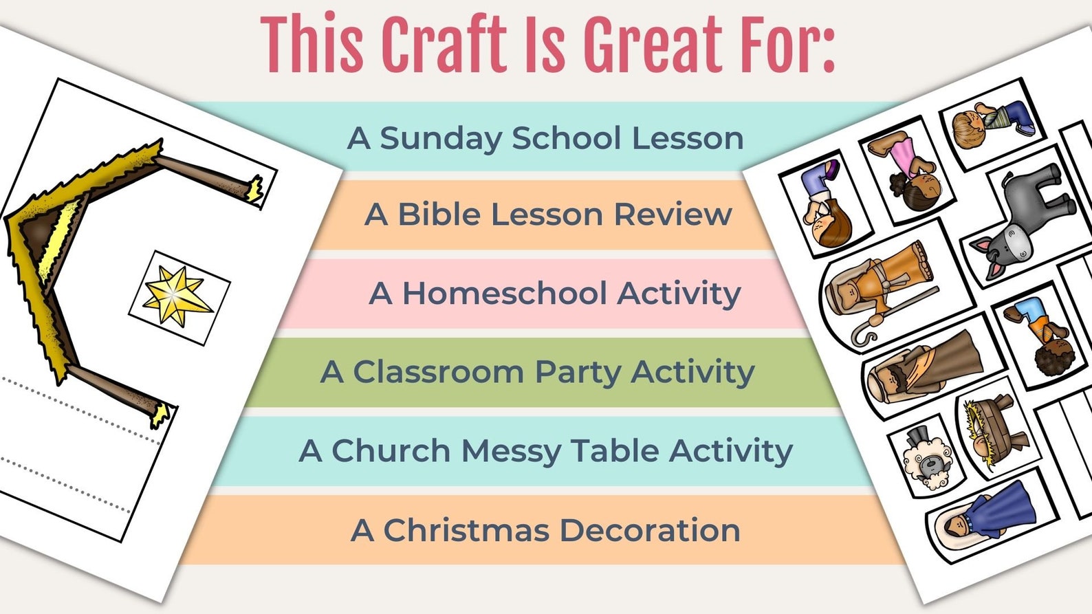 Story of Jesus Birth Sunday School Craft for Kids, Nativity Christmas ...
