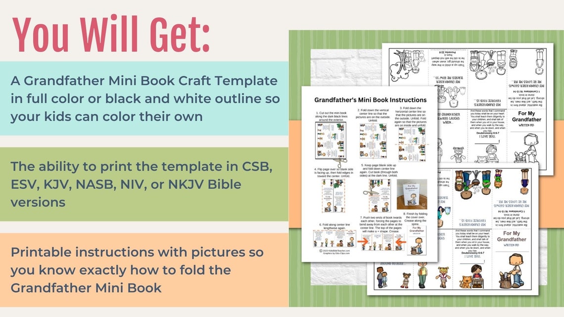 Grandfather Mini Book Craft With Bible Verses, Grandparents Day ...