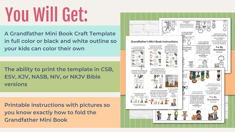 Grandfather Mini Book Craft With Bible Verses, Grandparents Day ...