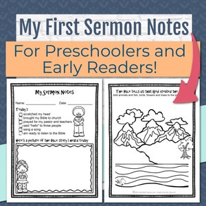 Bible Study Set for Kids, Elementary Sermon Notes, Church Worship ...