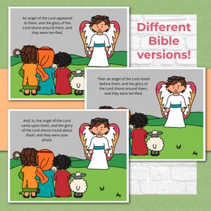 Christmas Shepherds and Angels Teaching Posters Mini Cards Luke 2 Bible ...