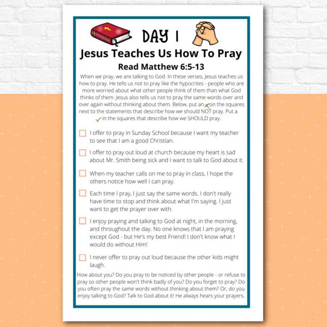 Prayer Journal Pages for Elementary Kids Sermon Notes Church Worship ...
