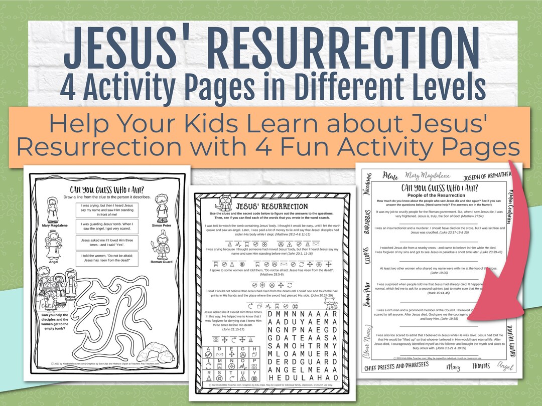 Easter Bible Activity Pages Resurrection Sunday School Craft - Etsy