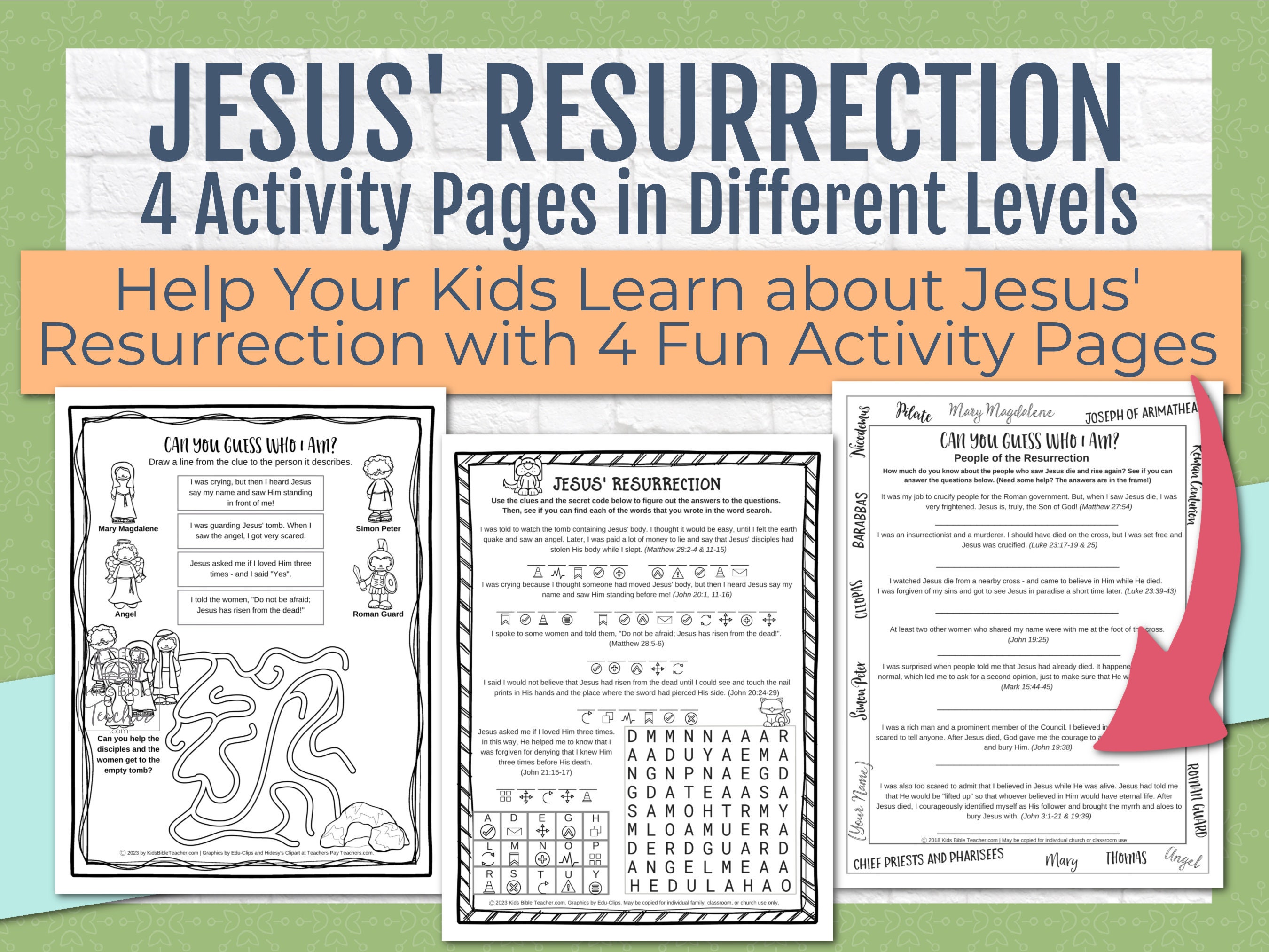 Easter Bible Activity Pages, Resurrection Sunday School Craft ...