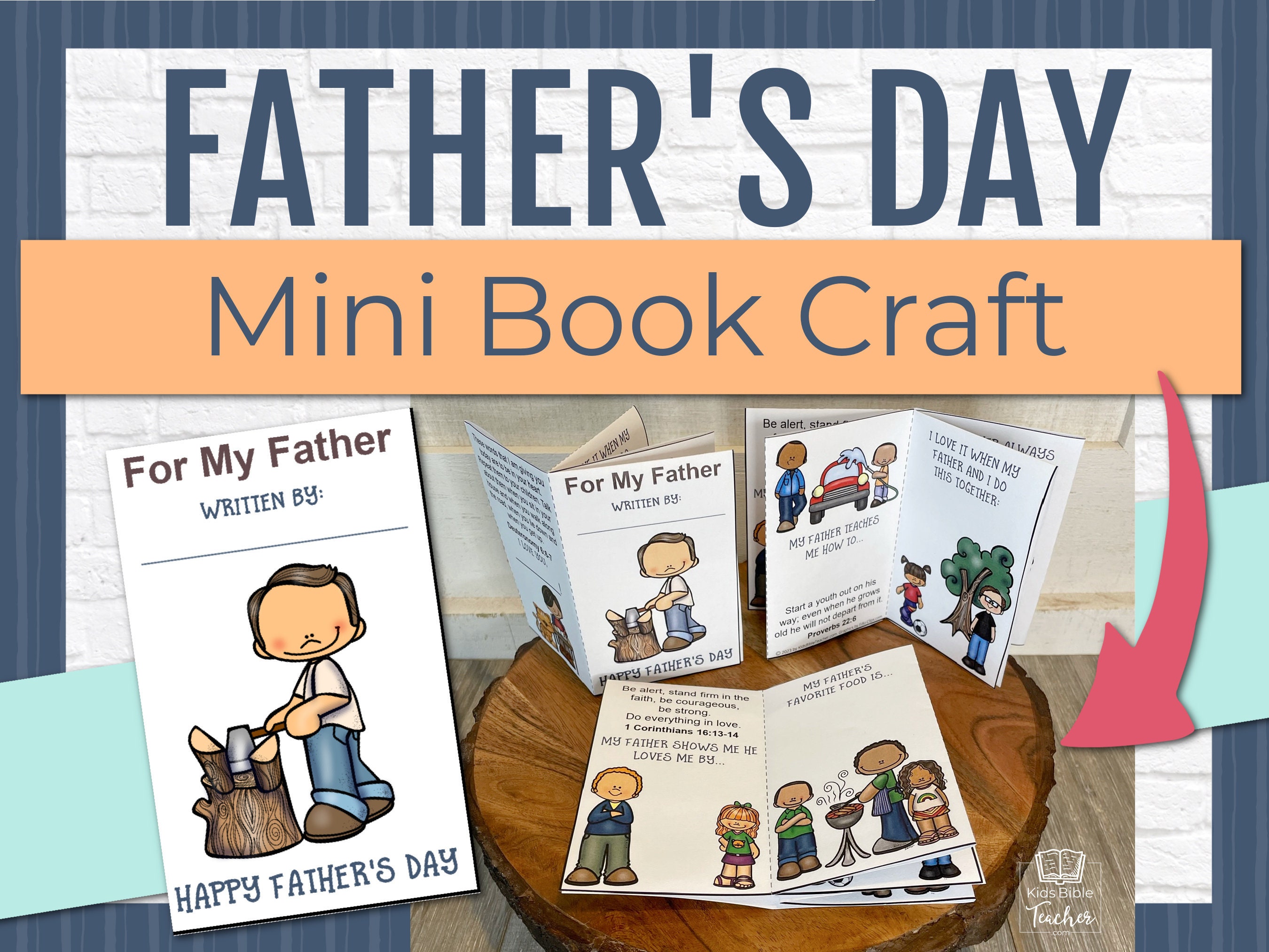 Father's Day Mini Book Craft, Biblical Father's Day Activity, Bible ...