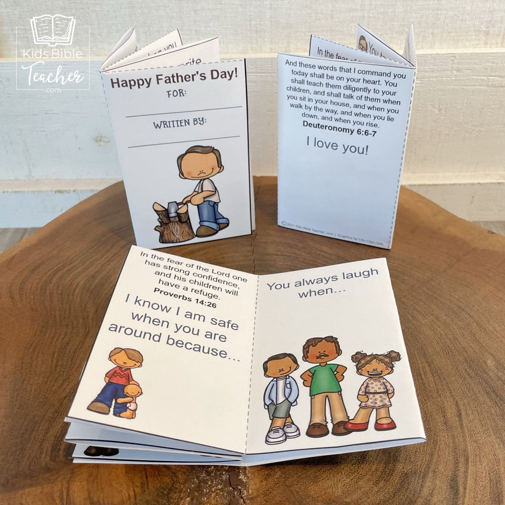 The Father's Day Mini Book Craft With Bible Verses Activity for Kids to ...