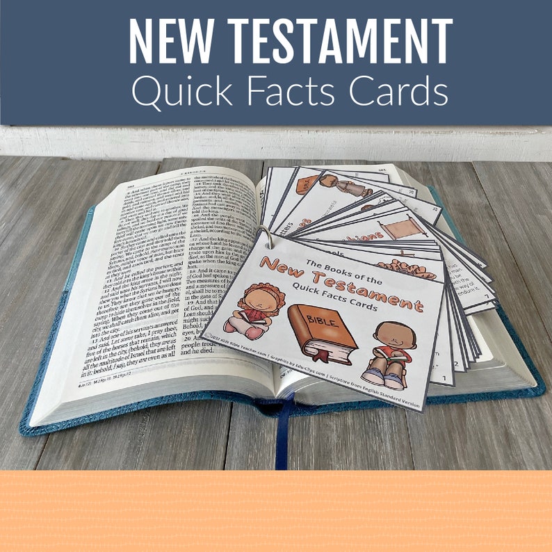 New Testament Books of the Bible Kids Fact Cards, Bible Verse Learning ...